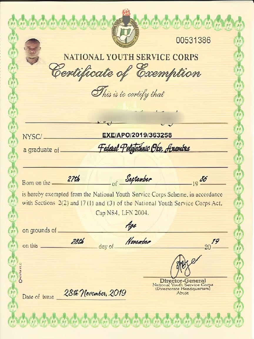 NYSC Exemption Certificate: Meaning and How to Apply